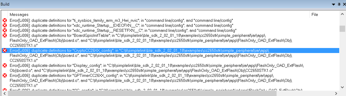 IAR编程时提示Error[Li006]: duplicate definitions fo。。。 怎么办啊？求解。。。 - 蓝牙论坛 - Bluetooth - E2E™ 设计支持