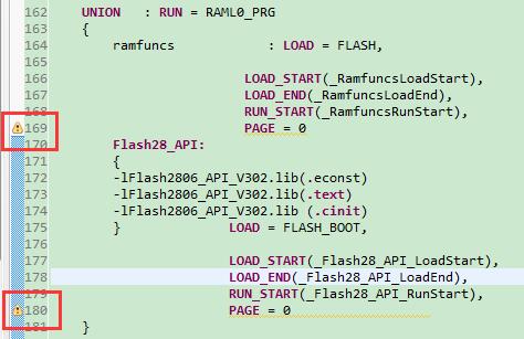 编译警告：Type #10082-D placement ignored for "ramfuncs": object is placed ...