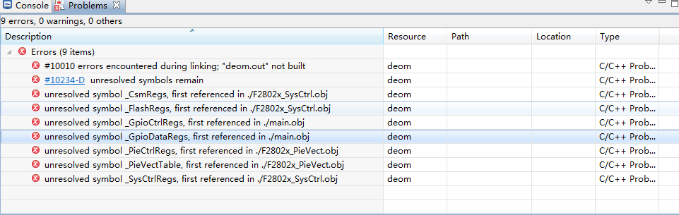我自己构建了c2000-f28027的工程，编译后总是提示如下错误，我查了很多资料，都没有解决，能给我解决和解释一下吗，谢谢 - TI论坛 ...