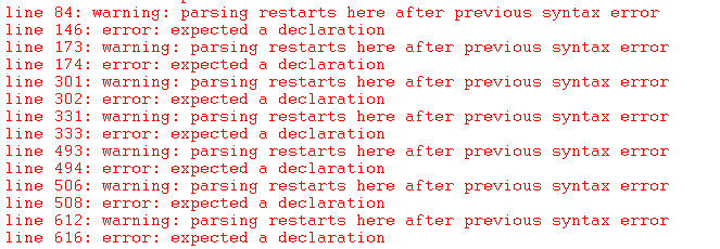 Warning Parsing Restarts Here After Previous Syntax Error C2000™︎ 微控制器论坛 C2000 微控制器 E2e™ 设计支持