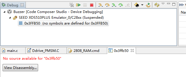 ccs5.5 debug仿真，第一次能运行，复位后，就不行运行了，显示出错 - C2000™︎ 微控制器论坛 - C2000 微控制器 - E2E™ 设计支持
