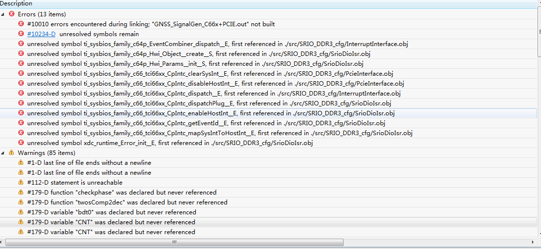 Ccs 55 移植问题 出现 Description Resource Path Location Type 10010 Errors