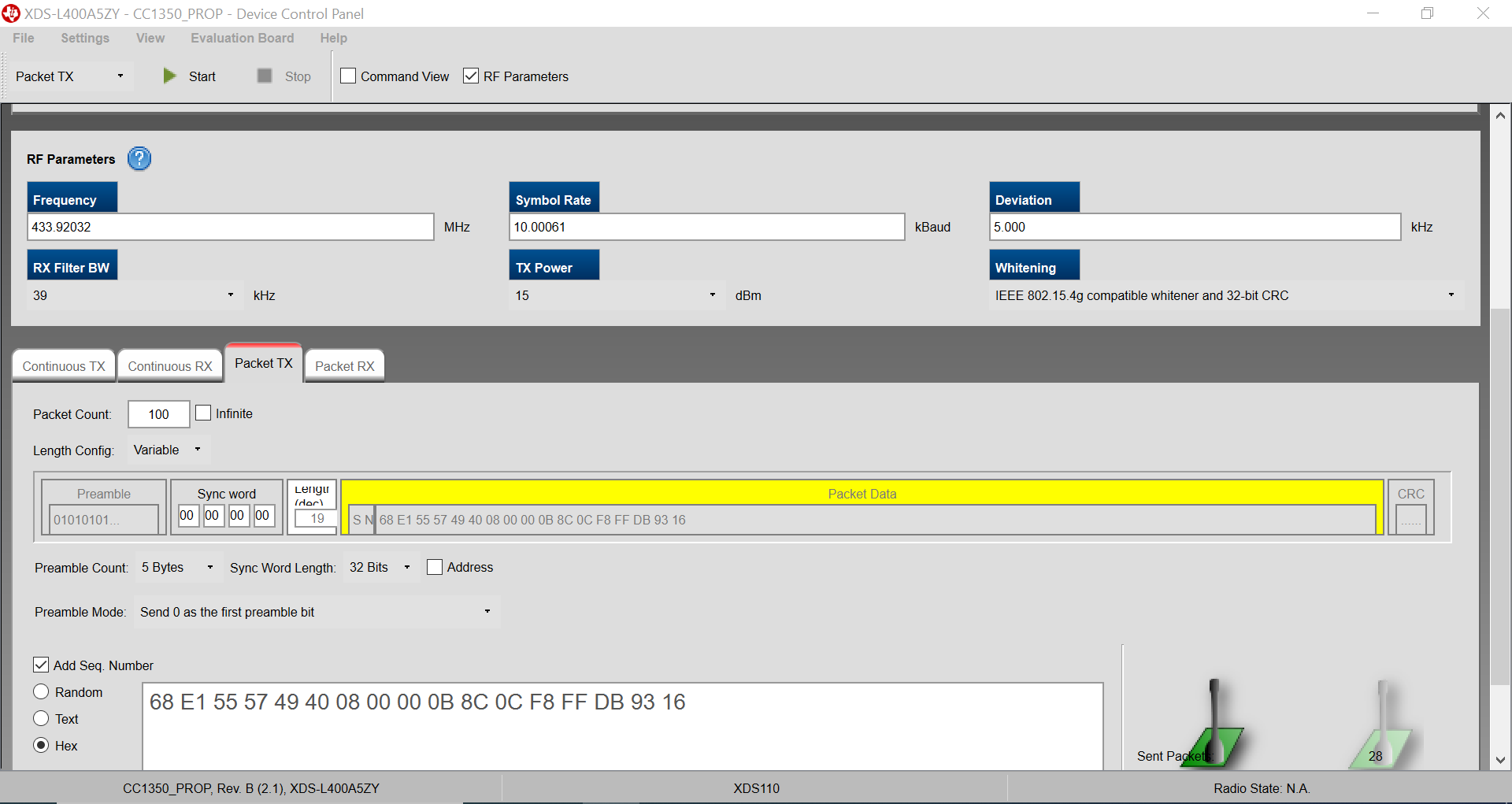 CC1310 SmartRF Studio 7 使用模式 Settings for 431-527MHZ 625bps legacy long range RX模式 - 低于 1GHz 论坛 ...