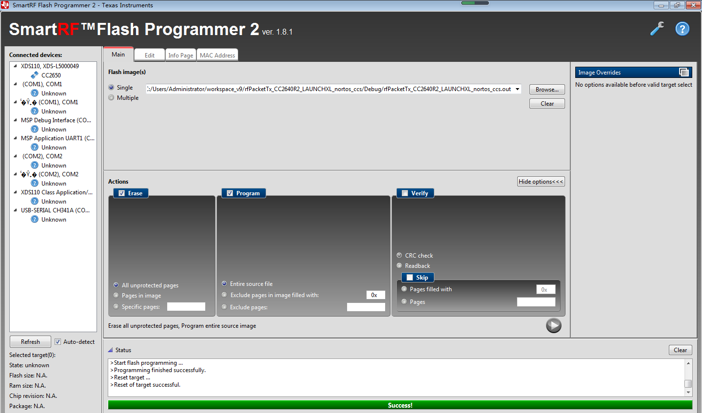 CC2640R2F芯片识别不出来，用的是XDS110，Smart RF flash programe 2 - 低于 1GHz 论坛 - 低于 ...
