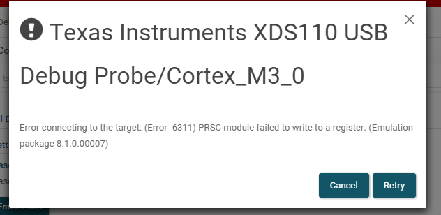 (Error -1170 @ 0x0) Unable to access the DAP. Reset the device, and retry the operation. If ...
