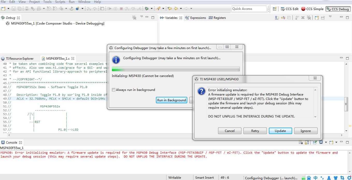 求助,Error initializing emulator .msp430-exp430f5529lp仿真器问题 - MSP 低功耗微控制器论坛 - MSP 低功耗微控制器 - E2E™ 设计支持