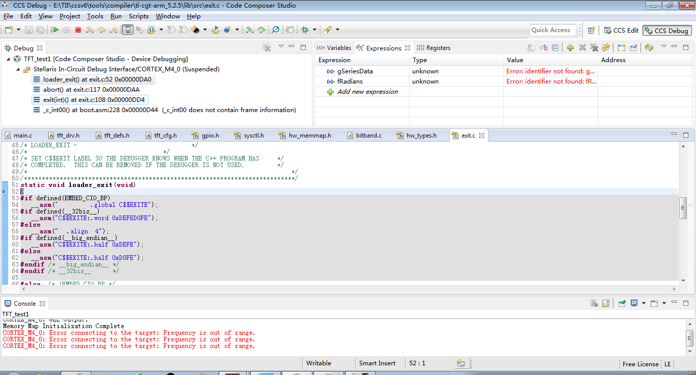 Ccs Debug 时，不进入main 函数，直接到一个exitc的文件里去 其他微控制器论坛 其他微控制器 E2e™ 设计支持