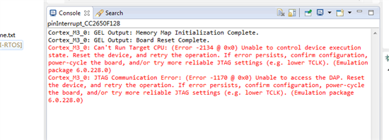 CC2650不能仿真调试（提示Can't Run Target CPU， 2134） - 蓝牙论坛 - Bluetooth - E2E™ 设计支持