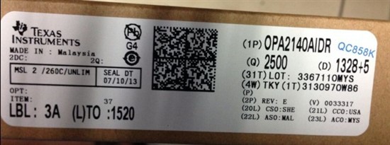 有个TI的物料能否帮忙辨识一下标签原厂标签 - 放大器论坛 - 放大器 - E2E™ 设计支持