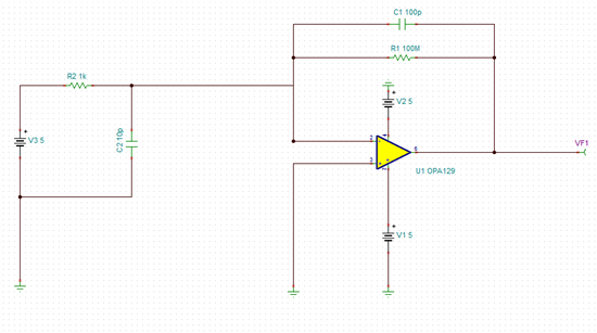 在TI-NA里面做opa129的电荷转换仿真实验，为何会出现这种情况？求解 - 放大器论坛 - 放大器 - E2E™ 设计支持