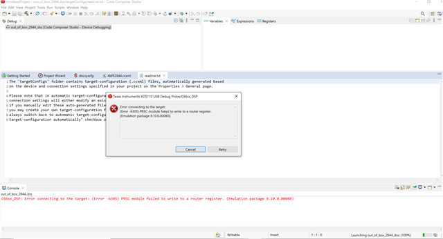 Awr2944evm Ccs调试outofbox2944dss会报错误 传感器论坛 传感器 E2e™ 设计支持