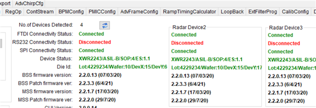 MMWCAS-DSP-EVM: AWR2243级联开发板数据捕捉设置 - 传感器论坛 - 传感器 - E2E™ 设计支持