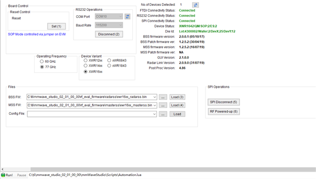 IWR1642BOOST: 使用matlab控制mmWaveStudio时，无法建立连接 - 传感器论坛 - 传感器 - E2E™ 设计支持