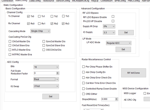 AWR2944EVM: 使用mmWave Studio 03.01.01.00 利用DCA1000采集的AD数据只有real数据imag数据全 ...