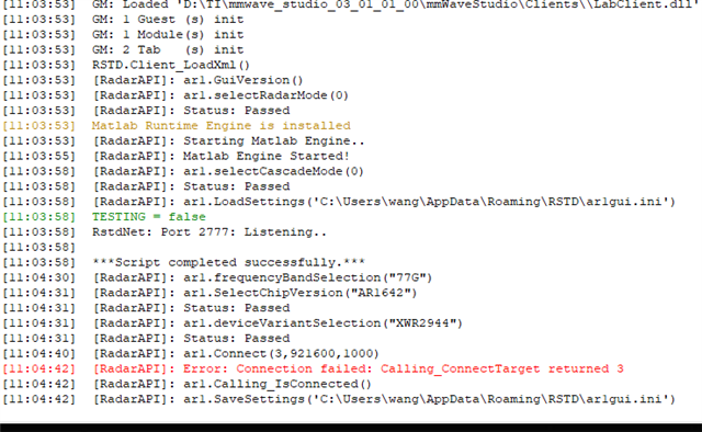AWR2944EVM: 结合DCA1000EVM,在mmWave studio 3.1.1.0中链接不上RS232 - 传感器论坛 - 传感器 - E2E™ 设计支持