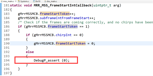 IWR1843BOOST: [C674X_0] {module#8}: "../dss_main.c", line 252: error {id:0x10000, args:[0x816904 ...