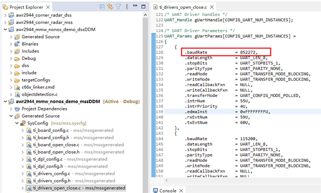 AWR2944EVM: 运行awr2944_mmw_nonos_demo_TDM， mmwave Demo visualizer发送chirp_cfg命令失败， console ...