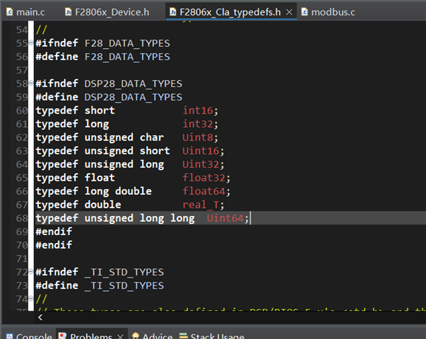TMS320F28069: Type #303-D typedef name has already been declared (with same type) F2806x_Cla ...