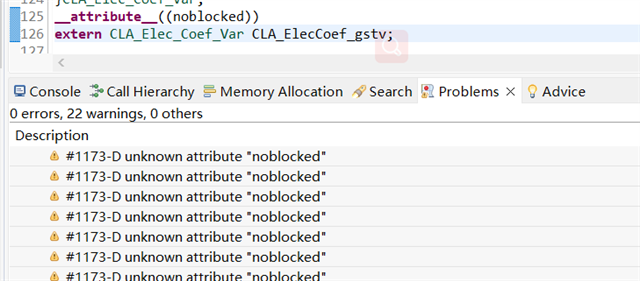 TMS320F280039C: 在编译时出现 1173-D unknown attribute "noblocked" 告警 - C2000™︎ 微控制器论坛 - C2000 微控制器 ...