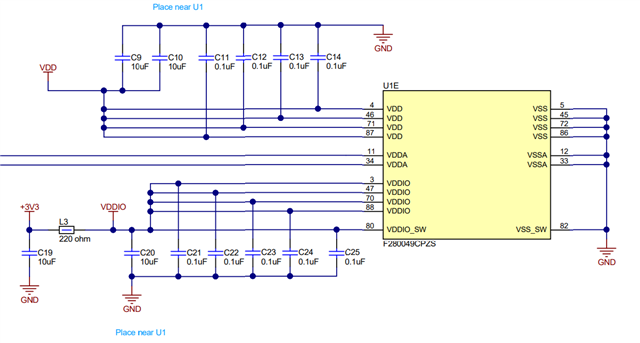 TMS320F280049: VDDIO_SW的IO腳到底要放10uF還是20uF? - C2000™︎ 微控制器论坛 - C2000 微控制器 - E2E™ 设计支持