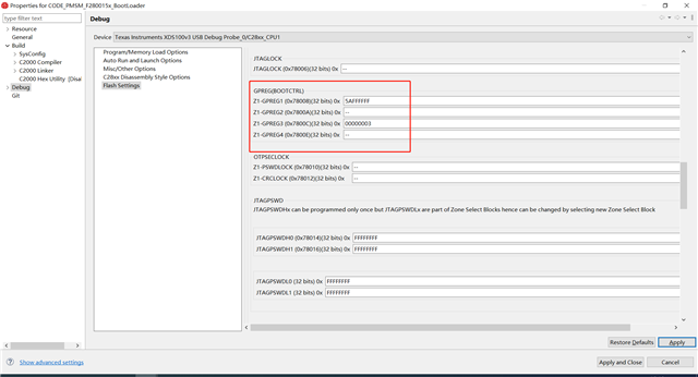 TMS320F2800157: 使用CCS配置boot，烧录程序，配置未烧入进去 - C2000™︎ 微控制器论坛 - C2000 微控制器 - E2E™ 设计支持