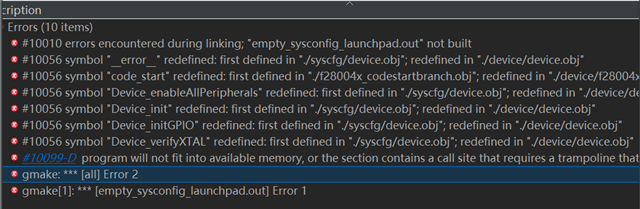 TMS320F280049C: CCS例程编译无法生成.out文件 - C2000™︎ 微控制器论坛 - C2000 微控制器 - E2E™ 设计支持